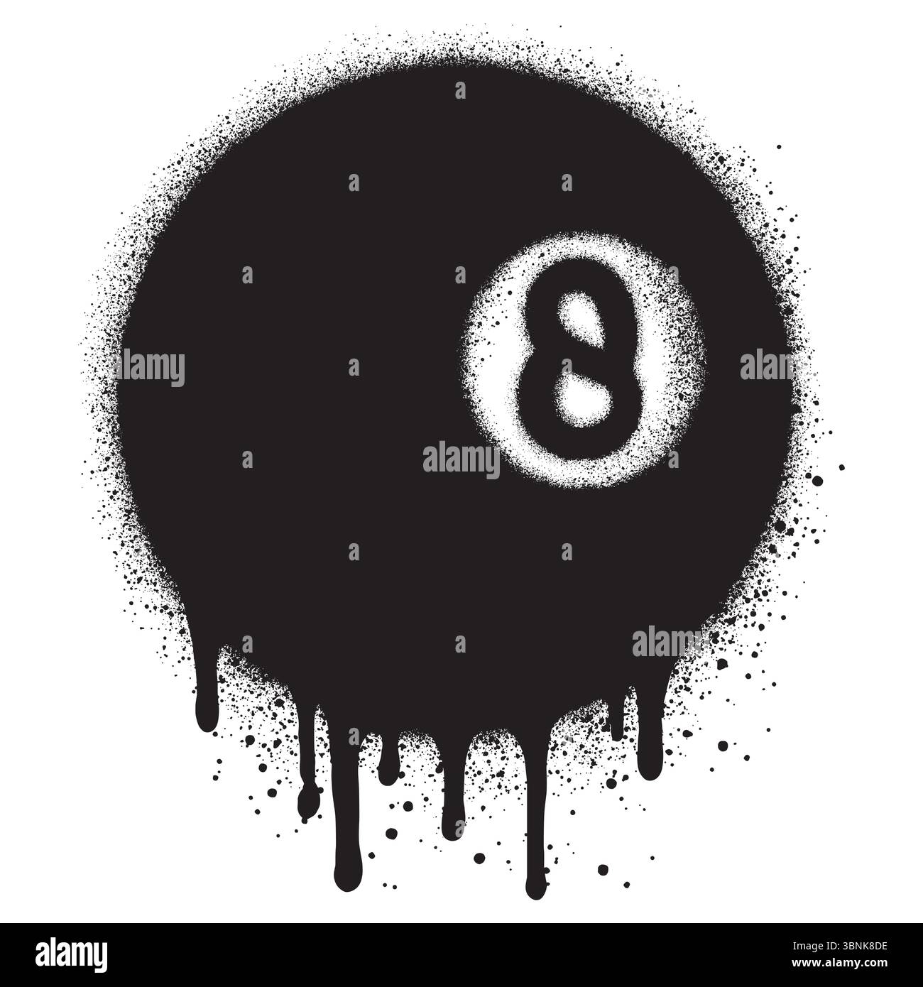 Spray Painted Graffiti billiard ball 8 icon Sprayed isolated with a ...