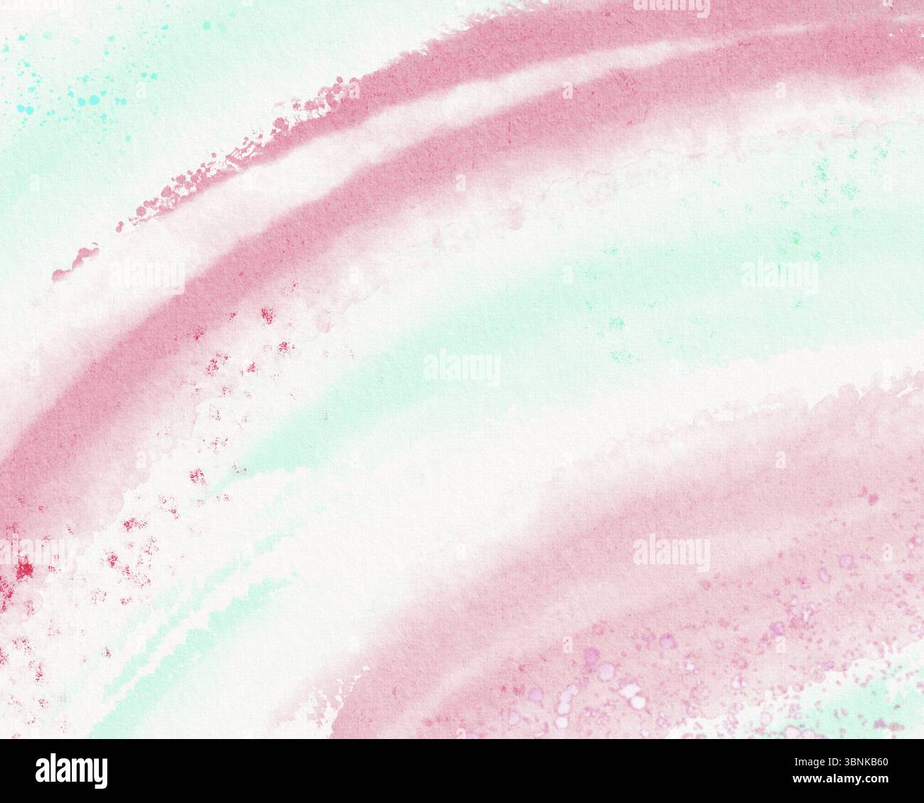 Mint Pink Watercolor Background With Brush Strokes Stock Photo - Alamy