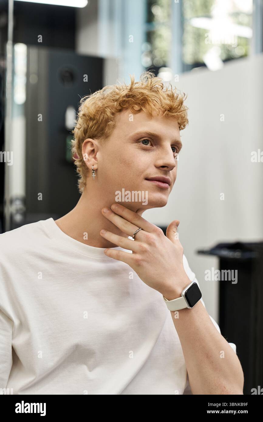 Male client enjoys a contemporary grooming session at a chic beauty ...
