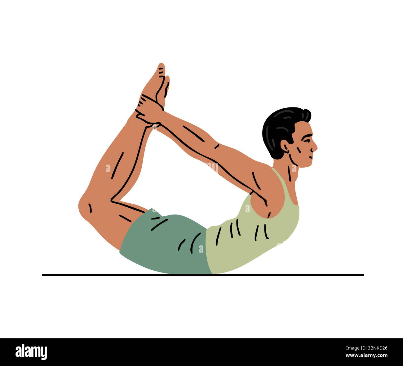 Young sporty man doing fitness. Pilates, yoga and stretching. Guy doing ...