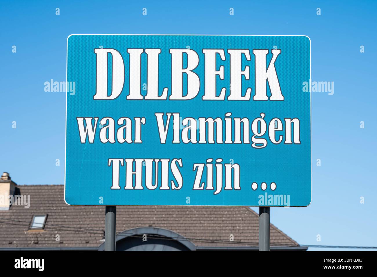 Sign of the village of Dilbeek, home of the Flemish people in Flemish ...