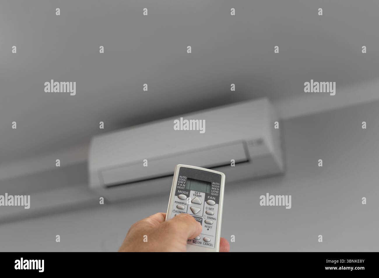 Air Conditioning Remote Control, Air Conditioner Hanging On White Wall ...