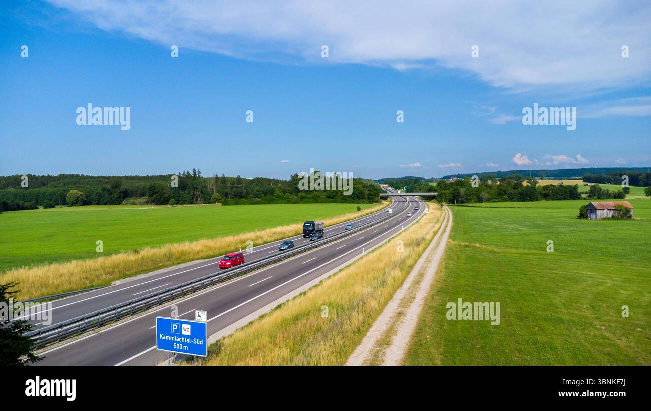 Unterallgäu, Bavaria, Germany - July 1, 2025: Heavy traffic on the A96 ...