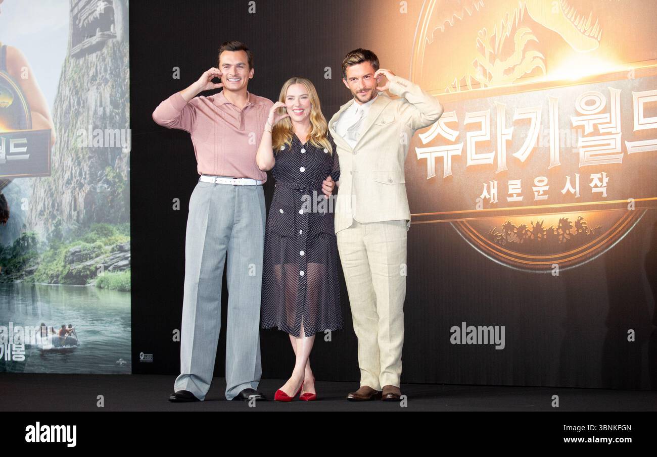 Rupert Friend, Scarlett Johansson and Jonathan Bailey, July 1, 2025 ...