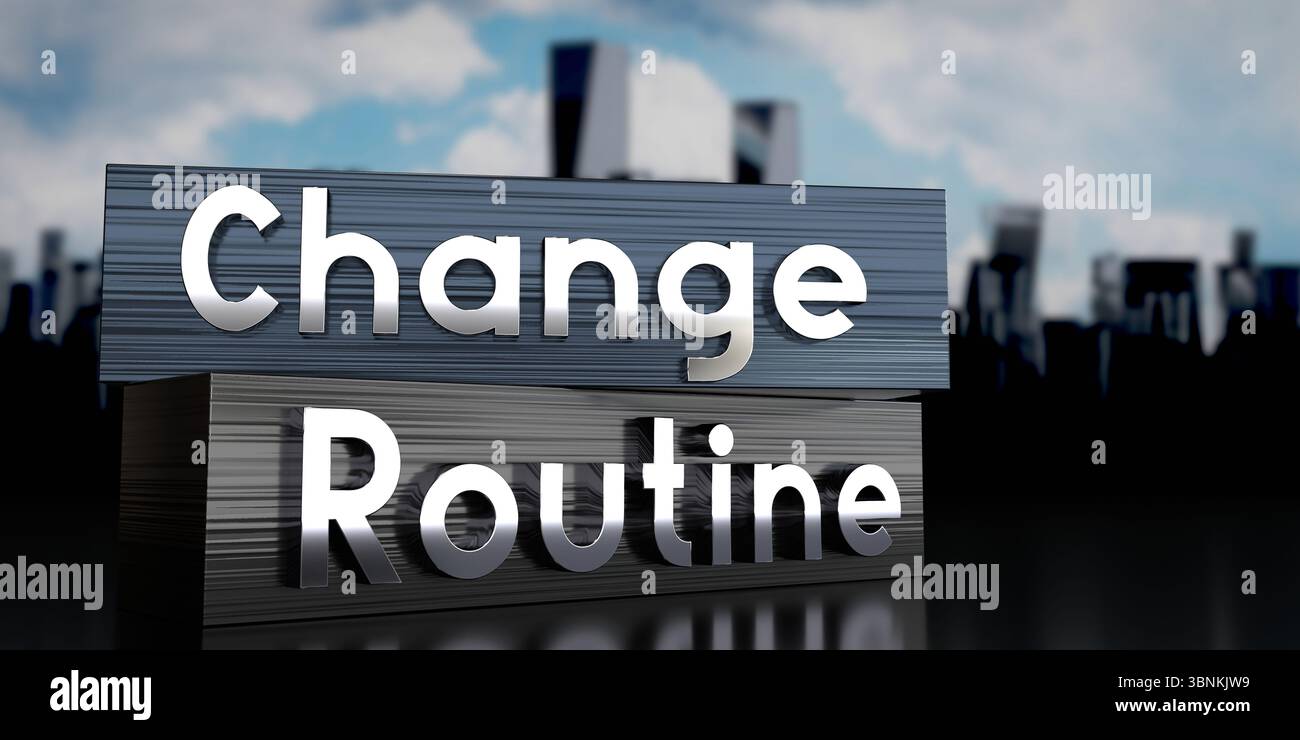 Routine, change - metal blocks and skyscrapers - 3D illustration Stock ...