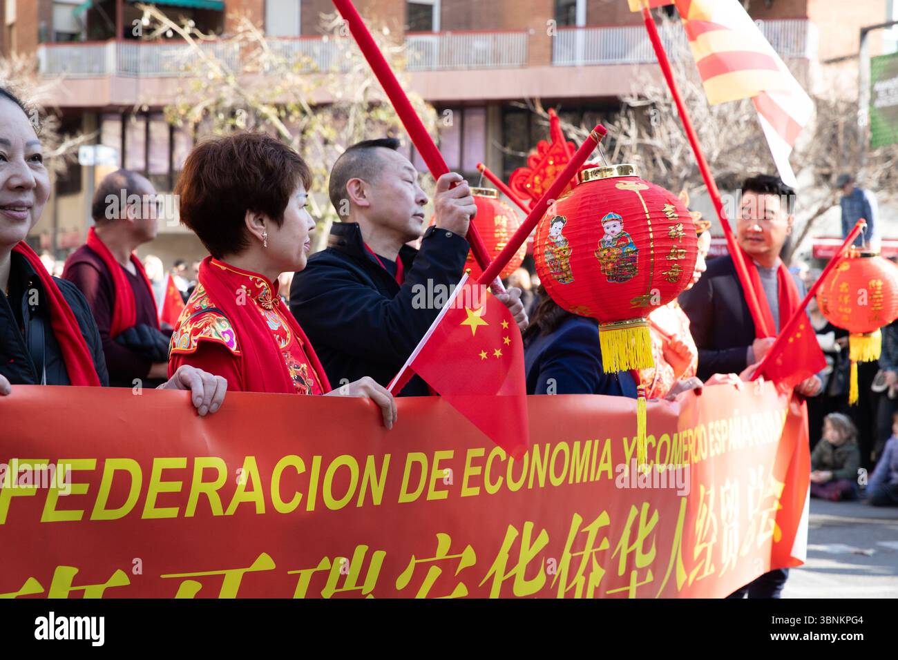 Representatives of the Chinese Economic Organization at the parade. The ...