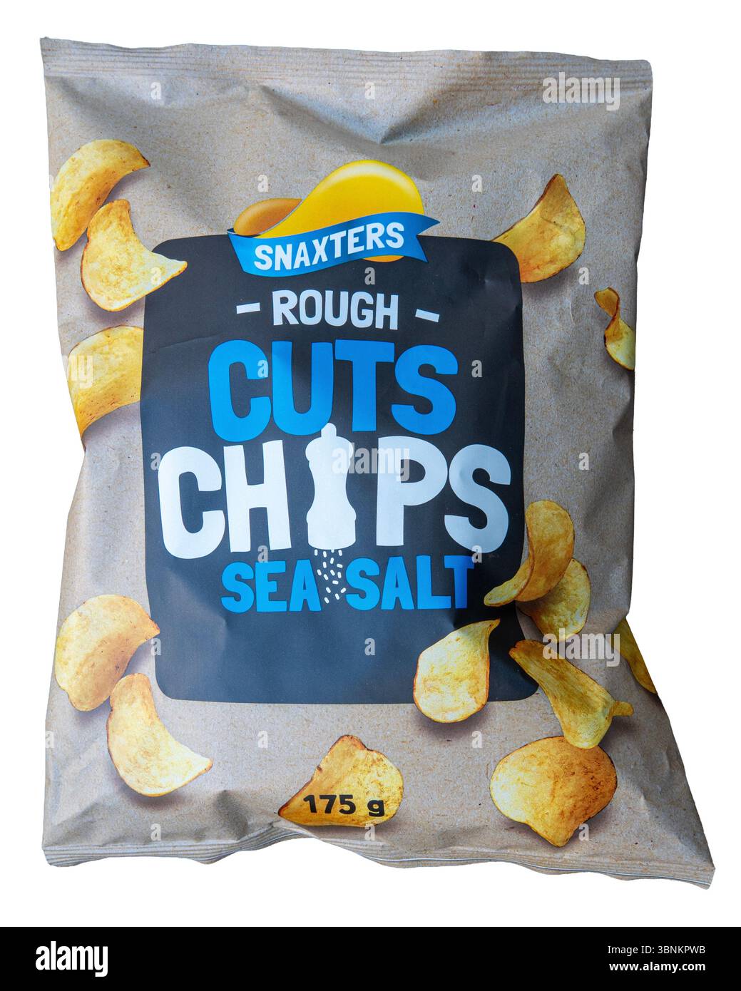 Bag of potato chips sea salt isolated on white background. Copenhagen ...