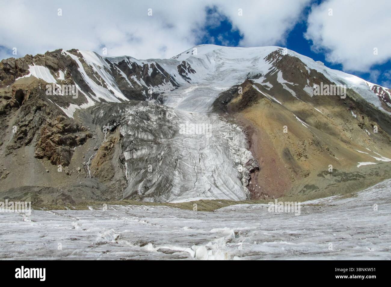Snow-covered mountains around Lenin Peak or Ibn Sina Avicenna Peak ...