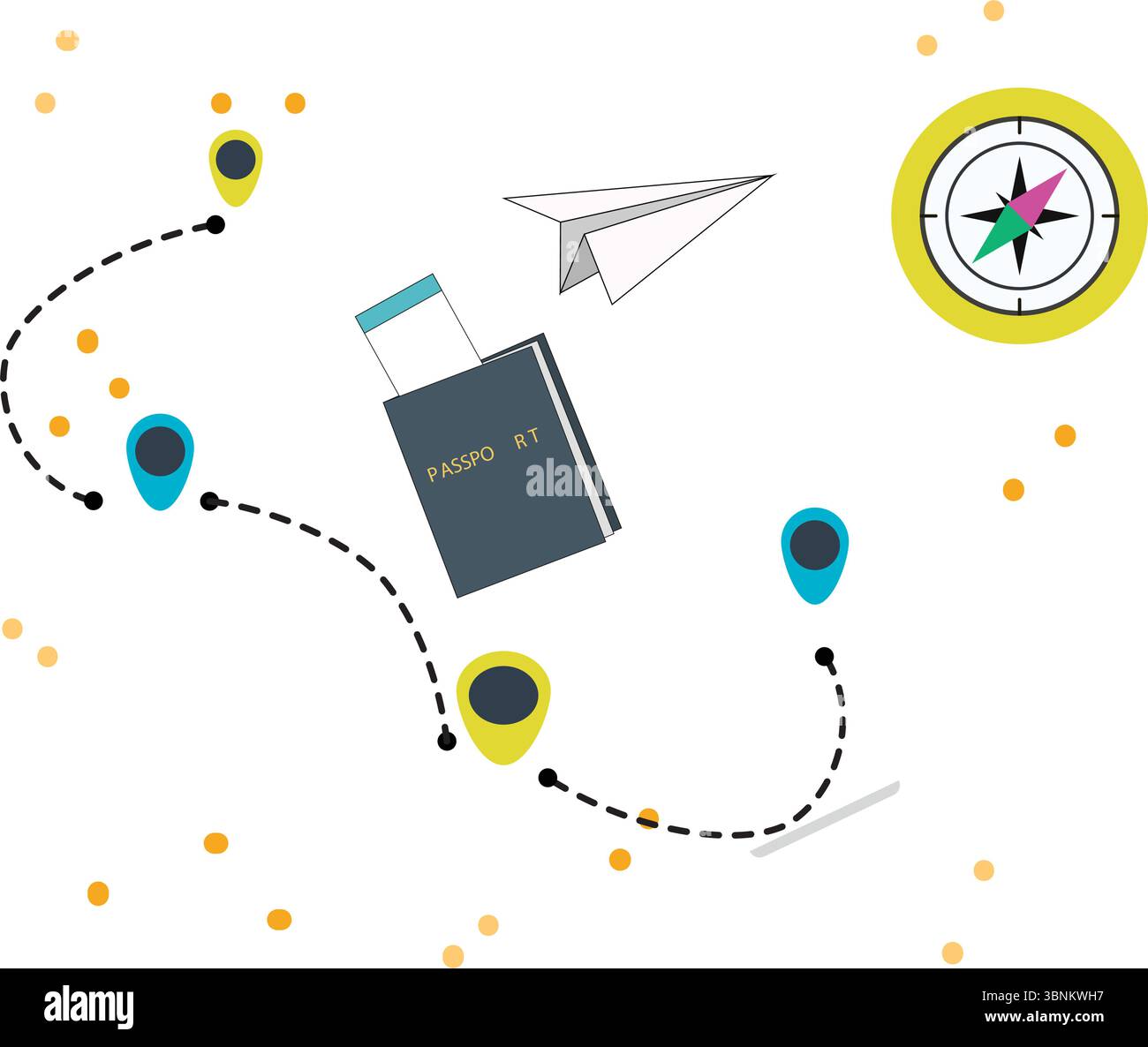 Travelling Map or Direction Illustration Stock Vector Image & Art - Alamy