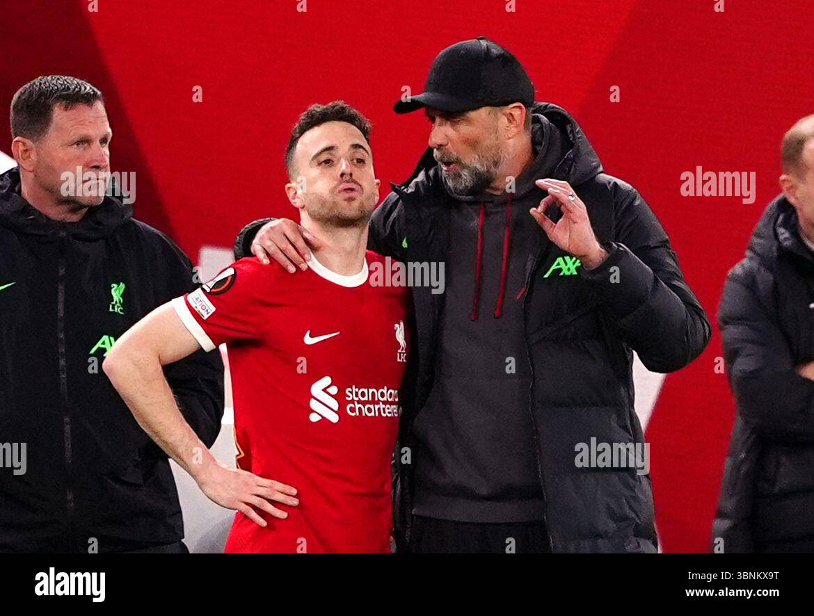 File photo dated 11-04-2024 of Diogo Jota and Jurgen Klopp. "Heartbroken" former Liverpool ...