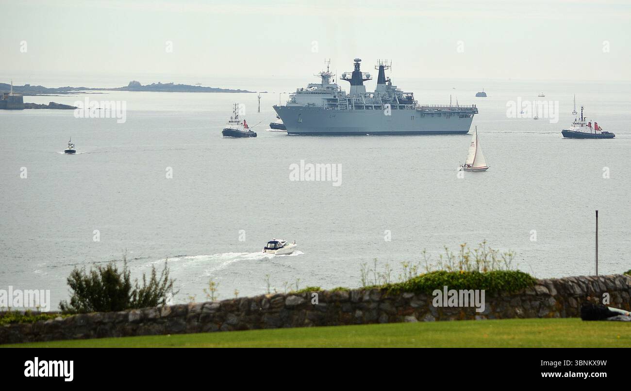 Ship HMS Albion on Plymouth Sound, Devpm Stock Photo - Alamy