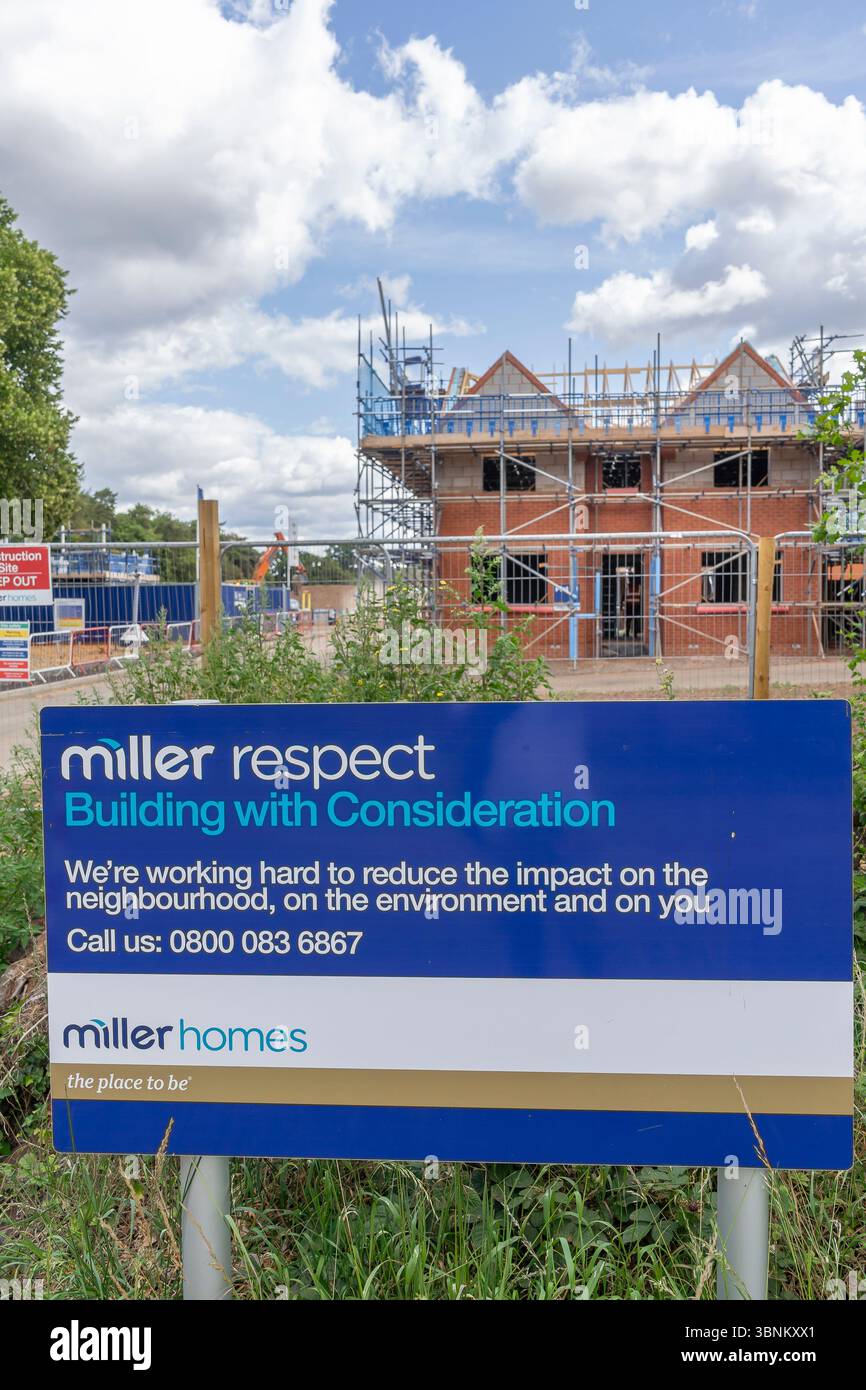 View of a Miller Homes development site with part-finished homes and ...