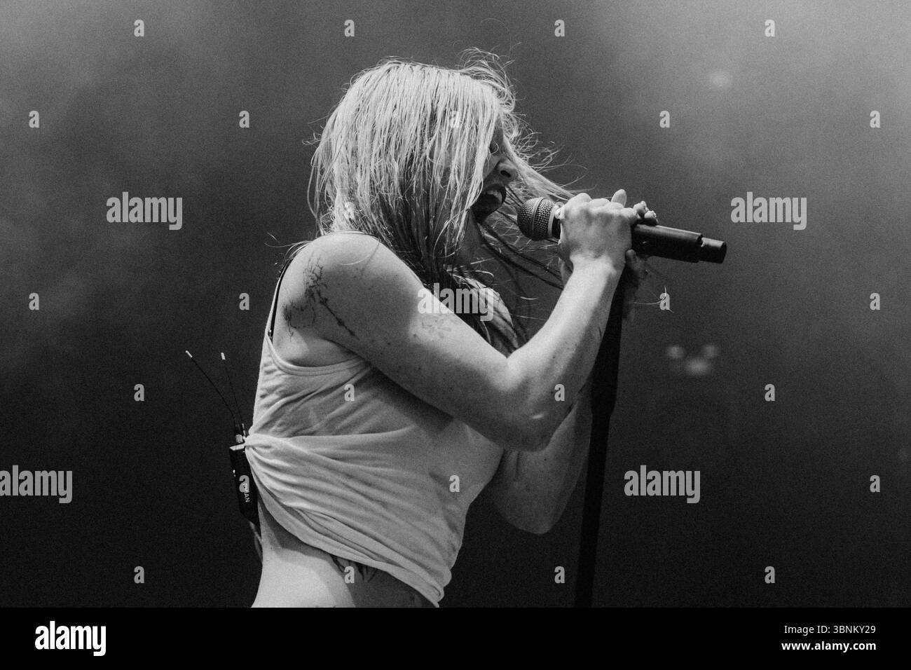 Roskilde, Denmark. 02nd, Juli 2025. The British indie rock band Wet Leg ...