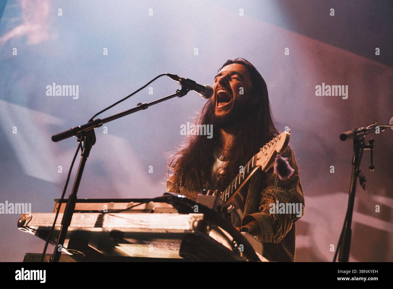 Roskilde, Denmark. 02nd, Juli 2025. The British indie rock band Wet Leg ...
