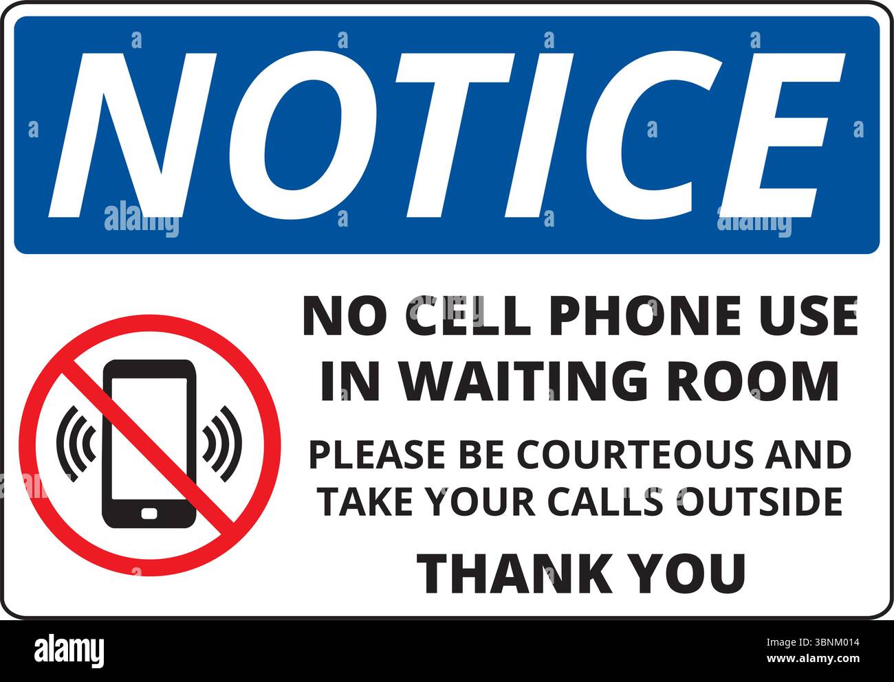 Notice no cell phone use in waiting room sign Stock Vector Image & Art ...