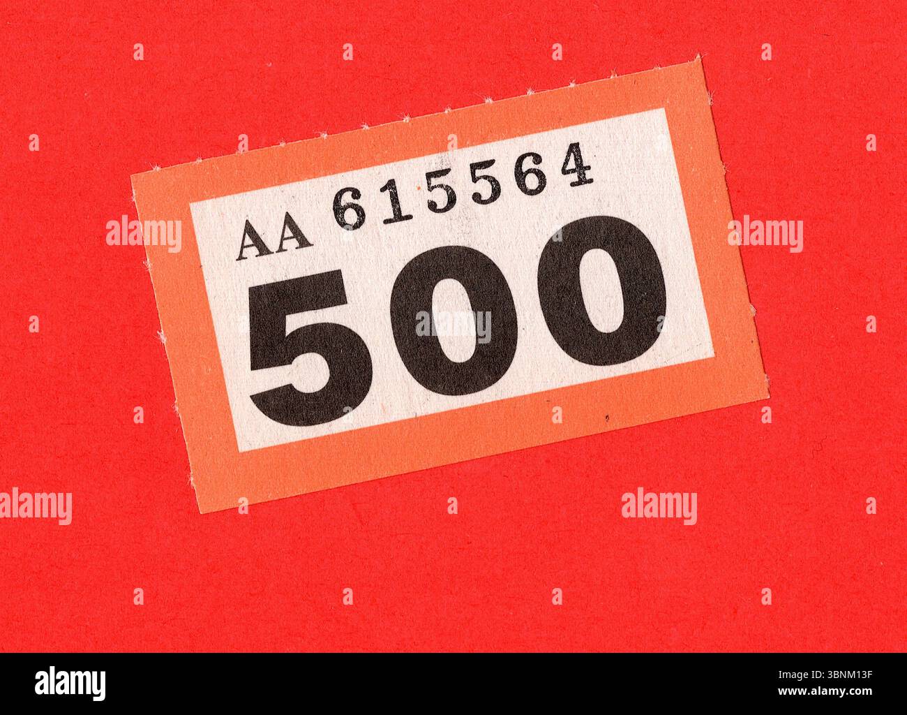 A single vintage raffle ticket on a bright coloured background Stock ...