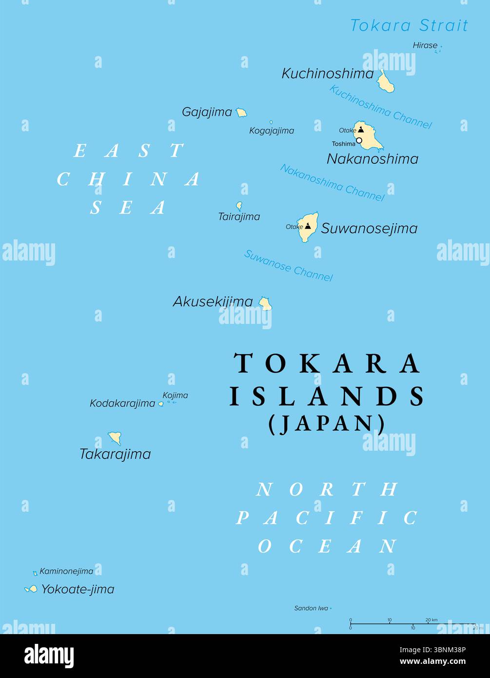 Tokara Islands, island group of Japan, political map. Archipelago in ...
