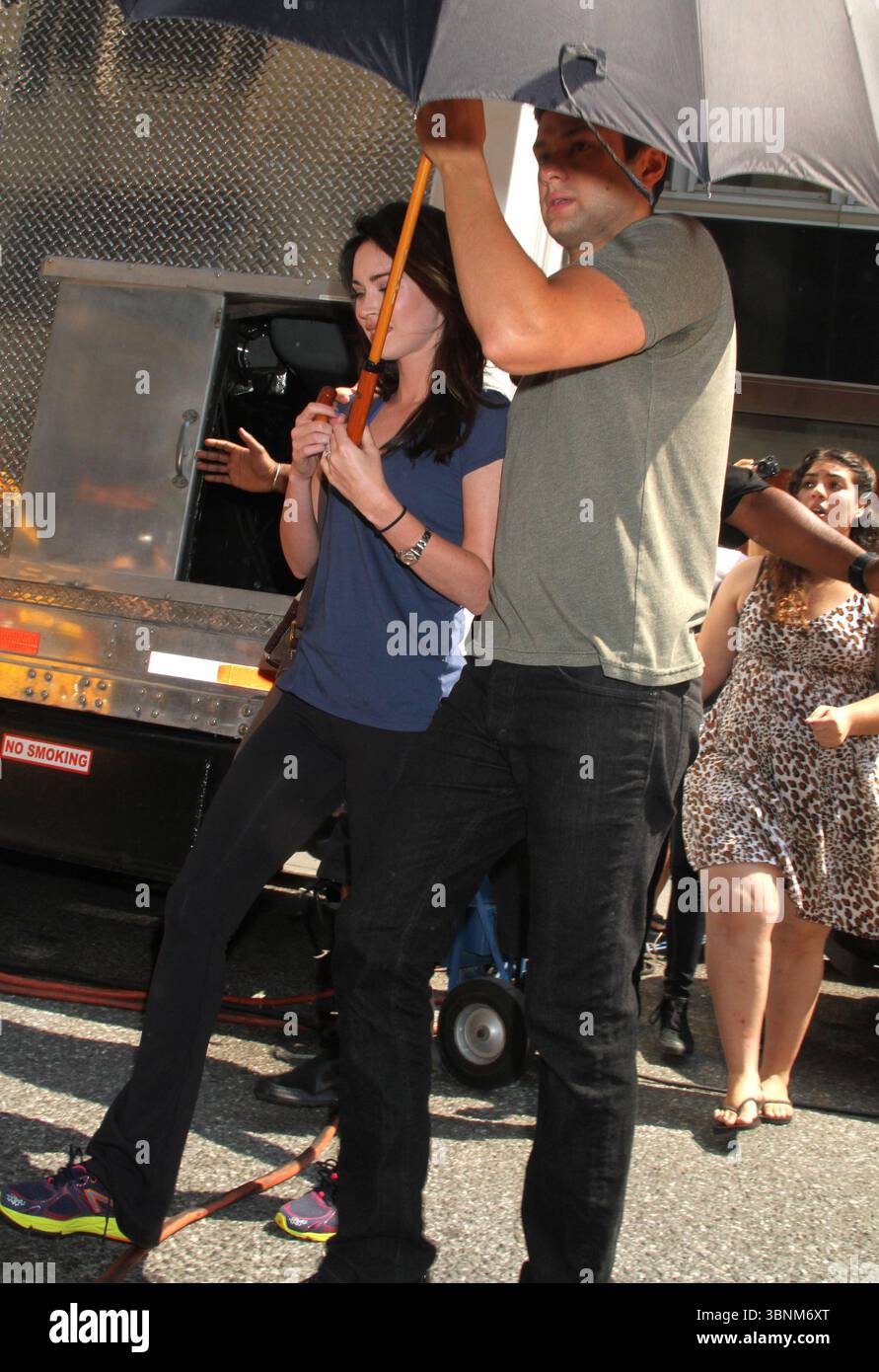 Megan Fox and Brian Austin Green on the set of 'The Dictator' in New ...
