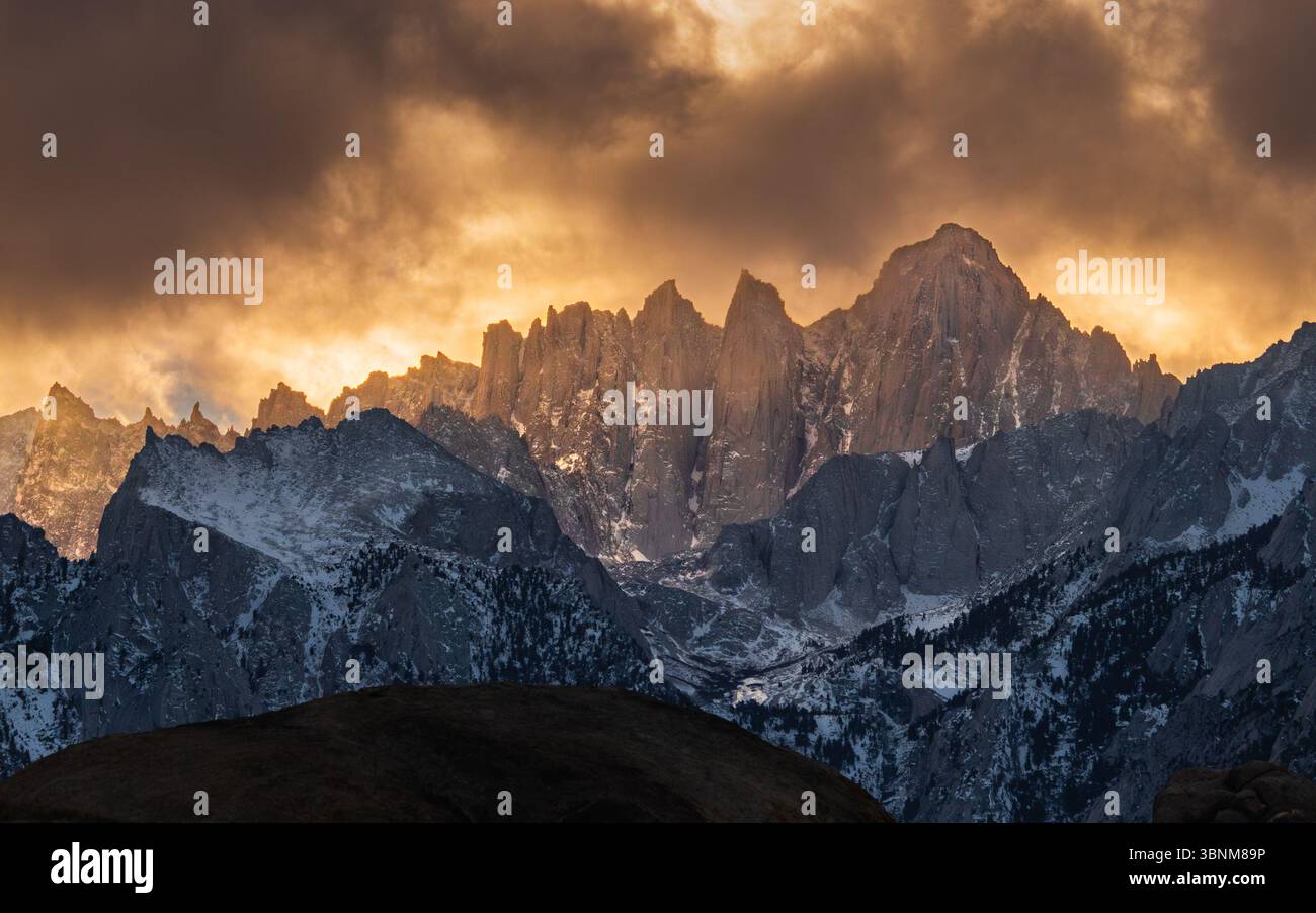 Mount Whitney the highest peak in the lower 48 states stands tall as a ...