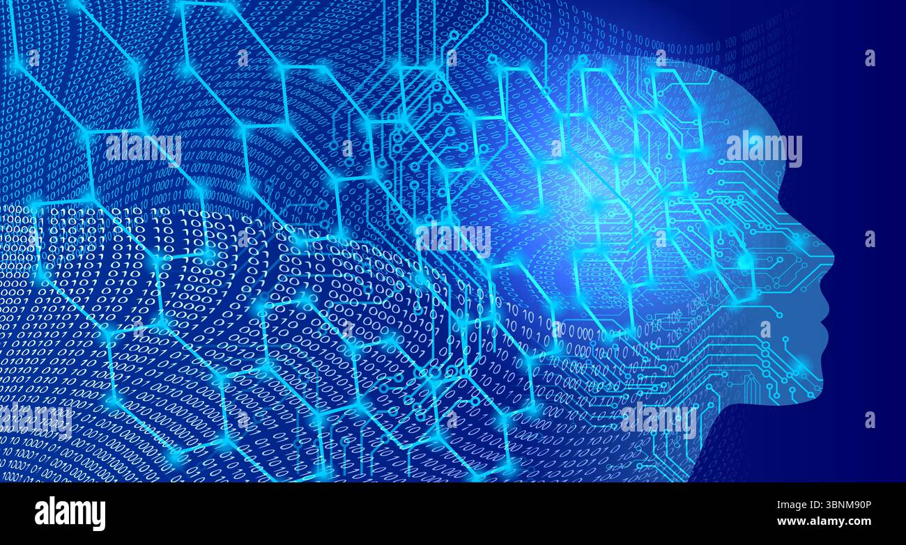 Abstract Artificial intelligence. Technology web background. Virtual ...