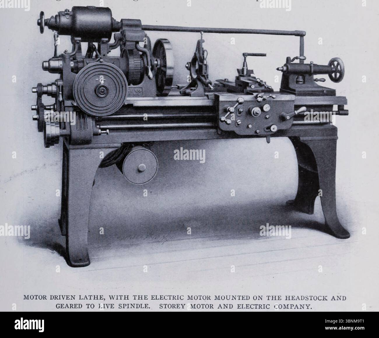 MOTOR DRIVEN LATHE, WITH THE ELECTRIC MOTOR MOUNTED ON THE HEADSTOCK ...
