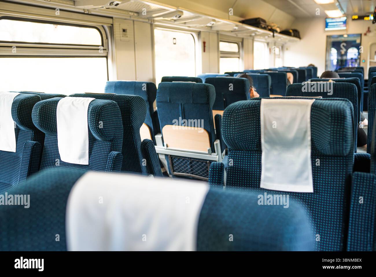 Image with the interior of a european train. A modern train with ...