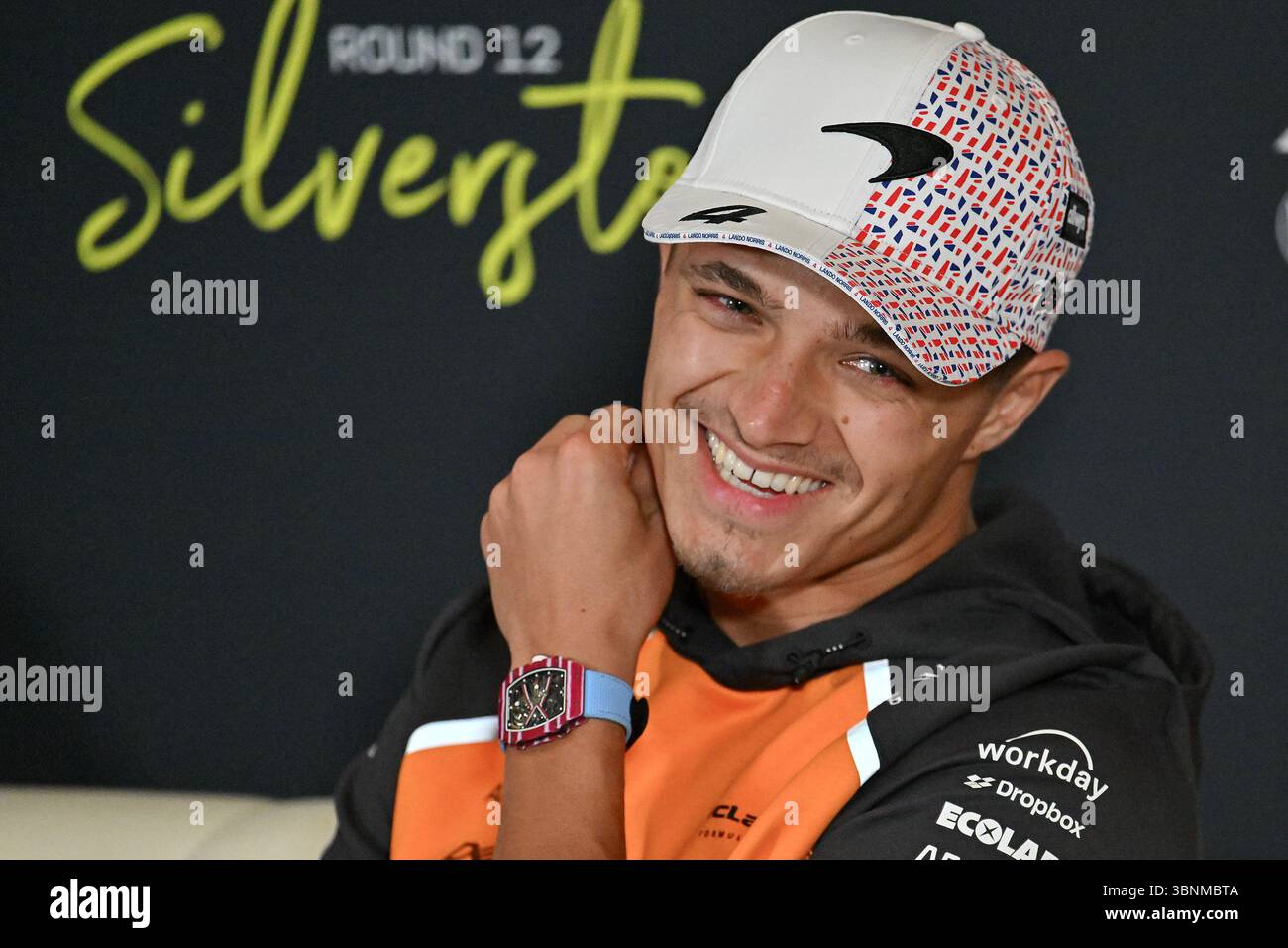 NORTHAMPTON, ENGLAND - JULY 3: Lando Norris of Great Britain and ...