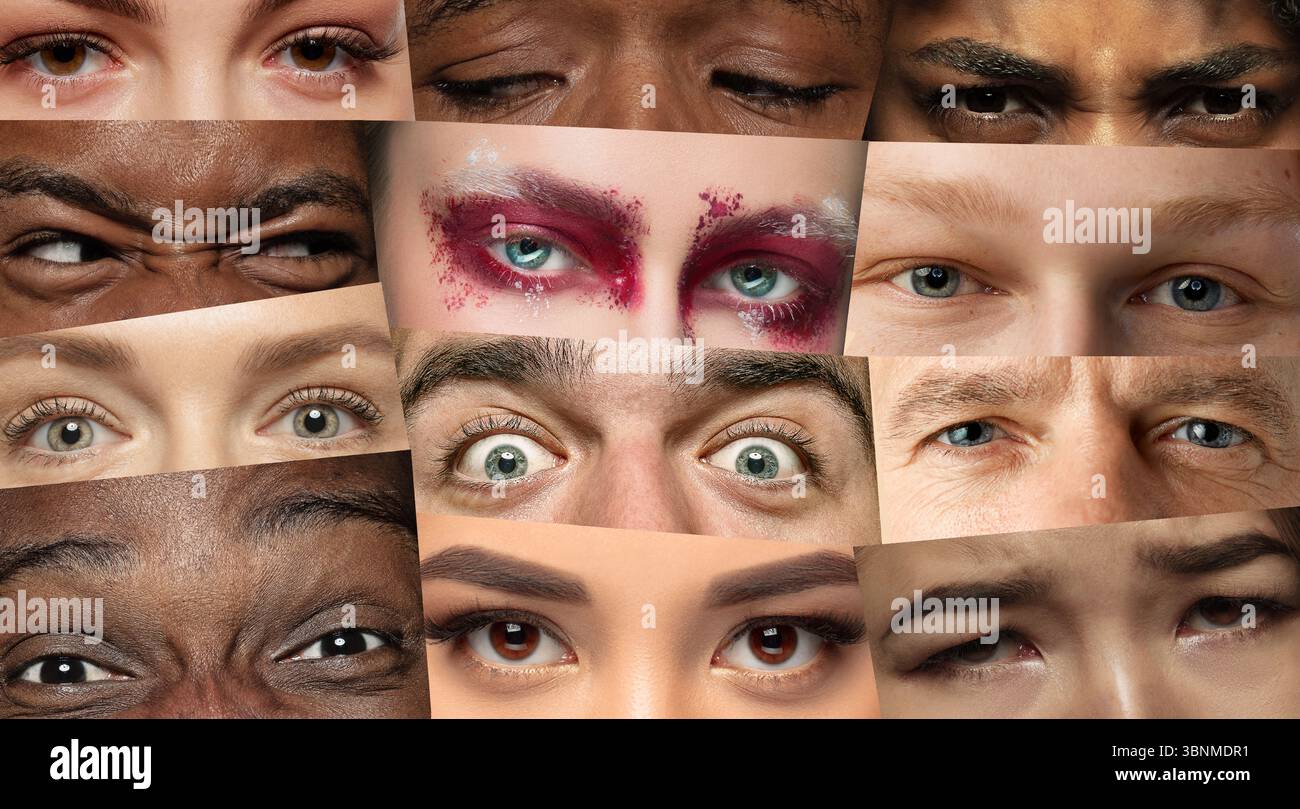 Real eyes collage expressing human emotions and diversity. Social media ...