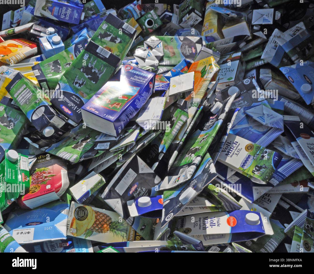 Many tetra pack beverage cartons Beverage packaging for recycling Stock ...