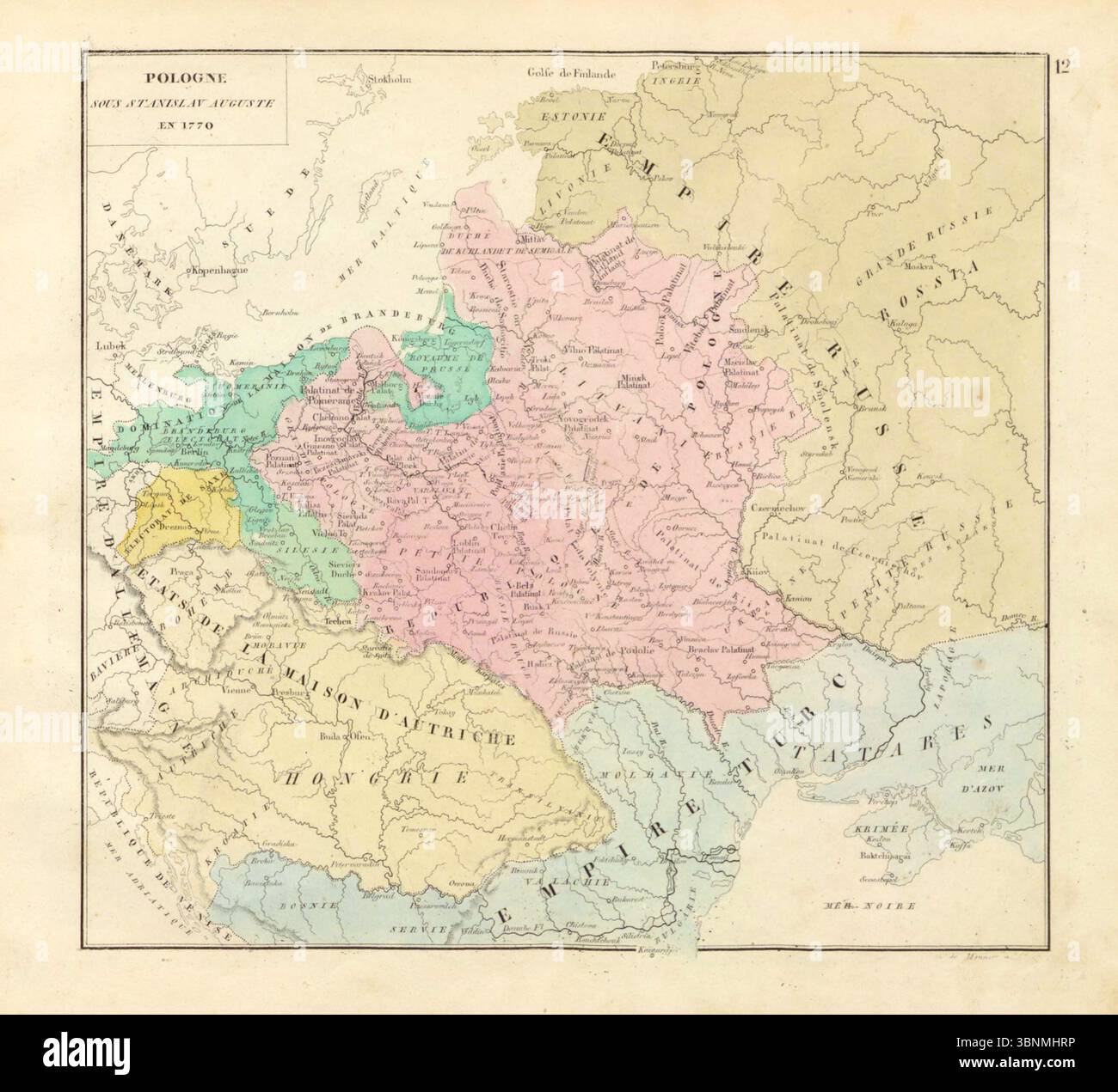 Poland, under King Stanislaus II Augustus, circa 1770. Vintage Map of ...