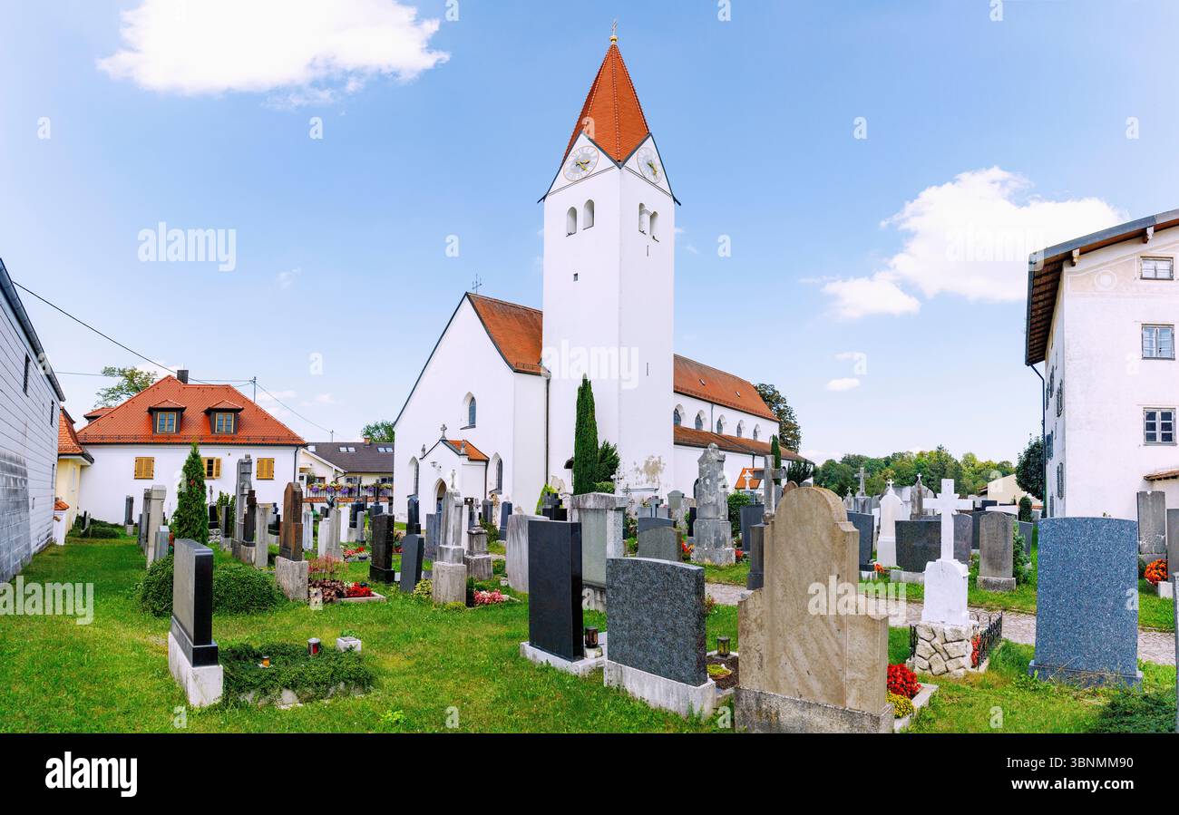 Church of St. Zeno with cemetery in Isen in Upper Bavaria in Germany ...