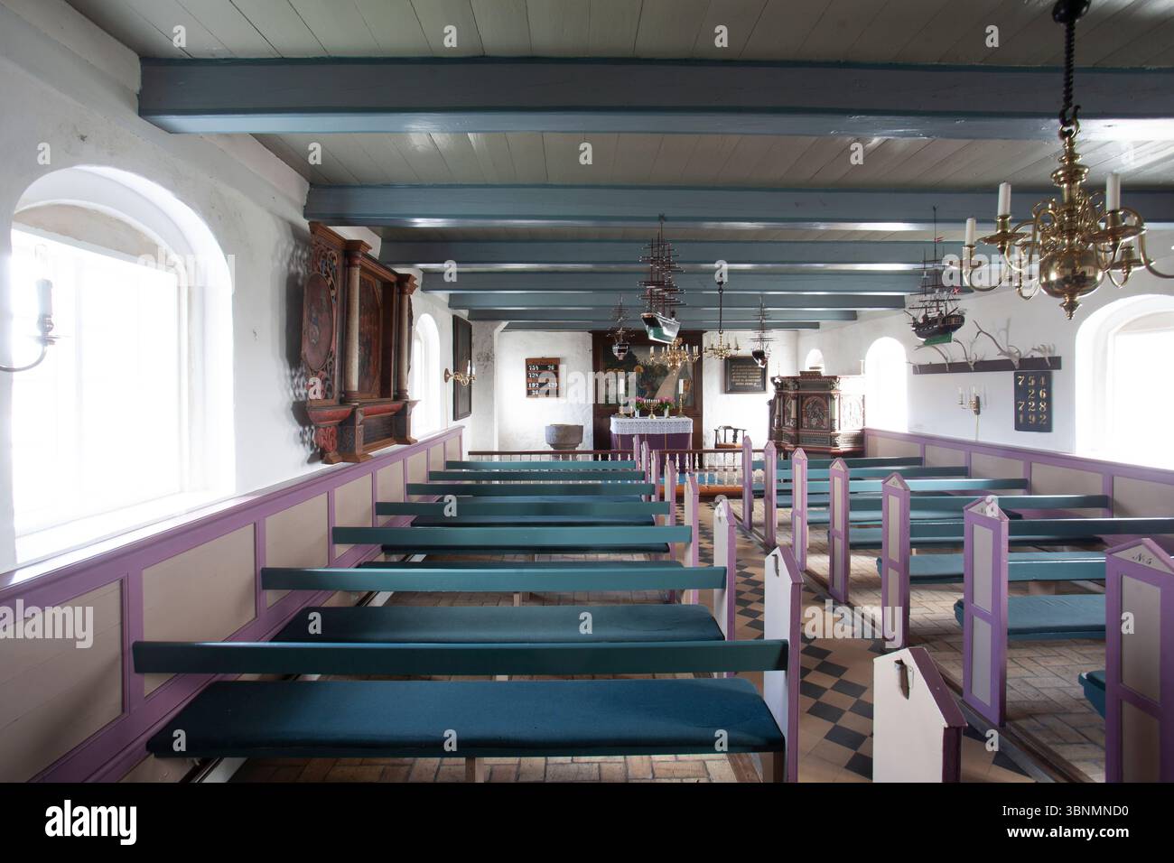 Church n Mano Denmark with white brick walls Stock Photo - Alamy