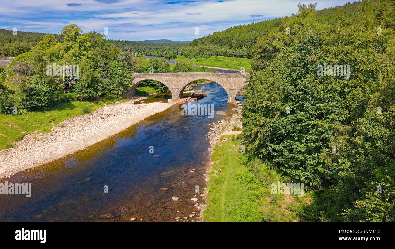River Dee at Potarch Bridge Aberdeenshire Scotland extremely low water ...