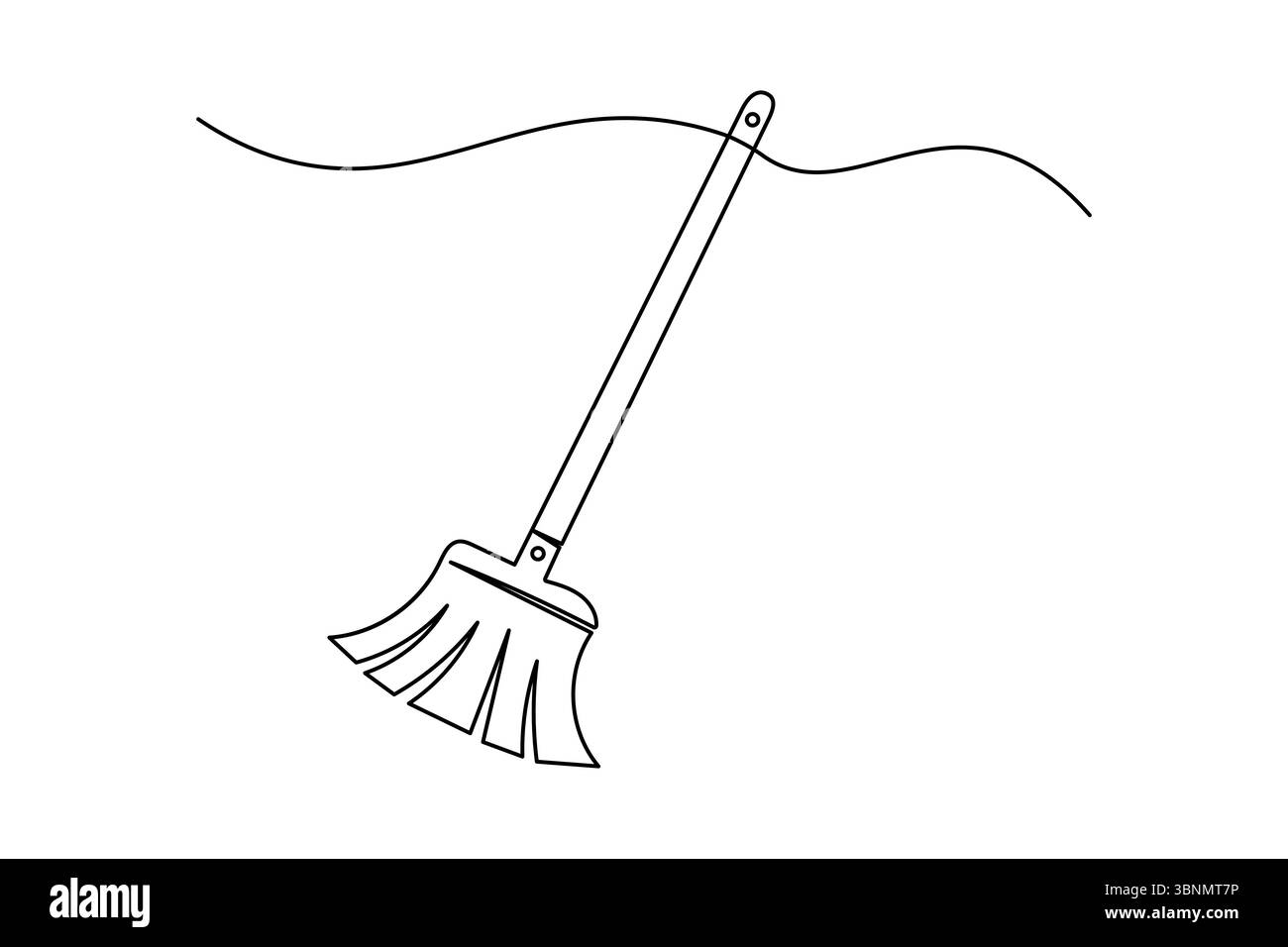 Minimal broom illustration in continuous one line drawing style with ...