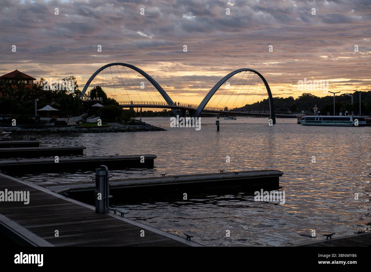 Perth, Australia - 11 April 2025: Elizabeth Quay during the sunset, a ...