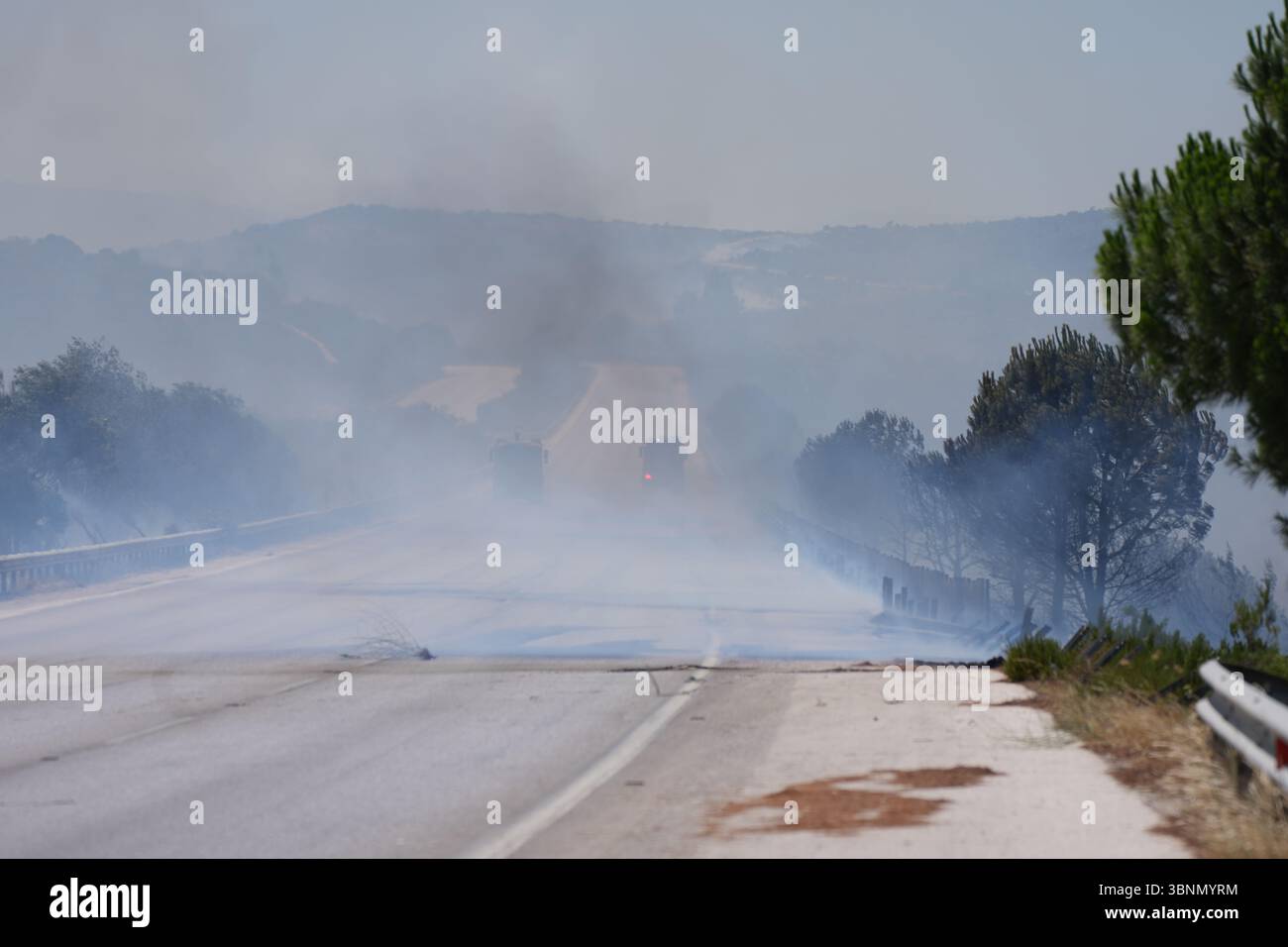Forest fires southwest of Izmir, Turkey, pictured on July 3, 2025 ...