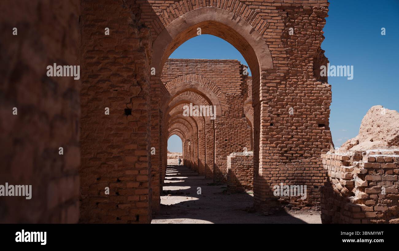 Ancient brick arches stand tall in Abu Dulaf, Iraq, highlighting the ...
