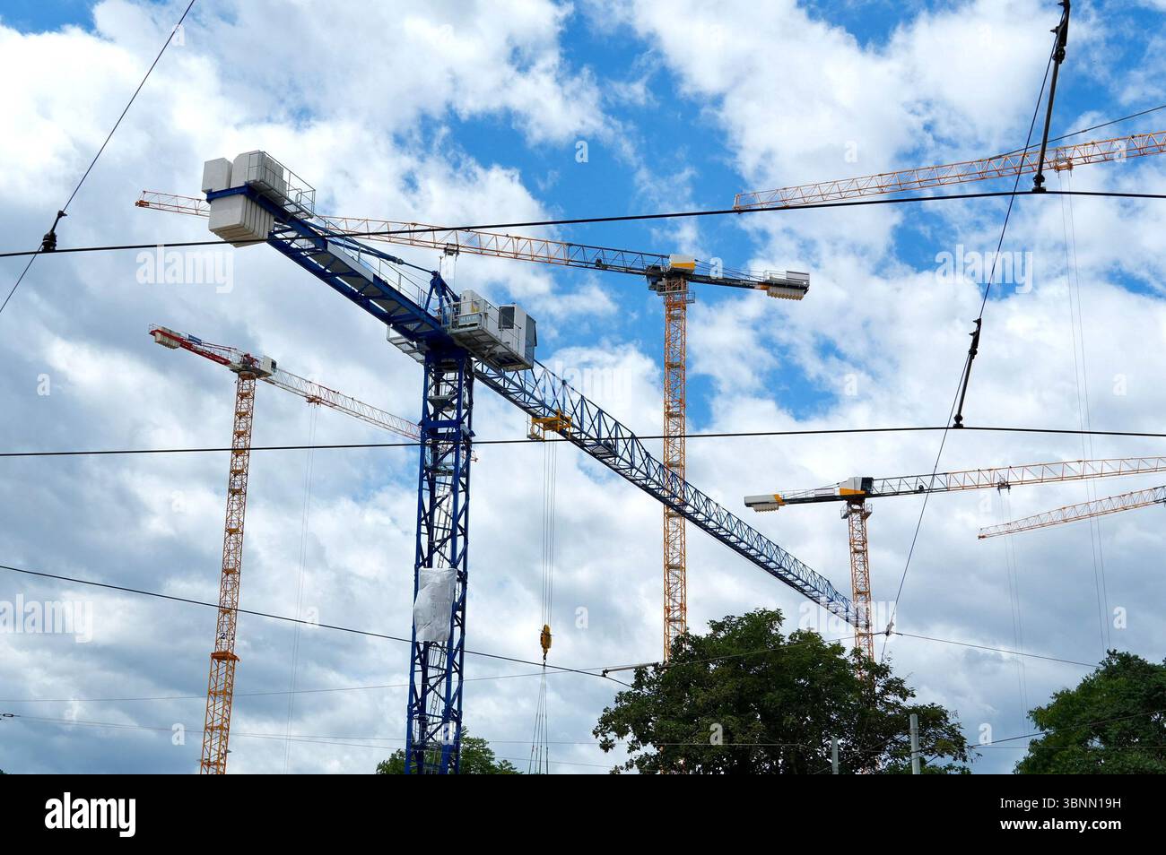 Construction crane building process in hi-res stock photography and ...