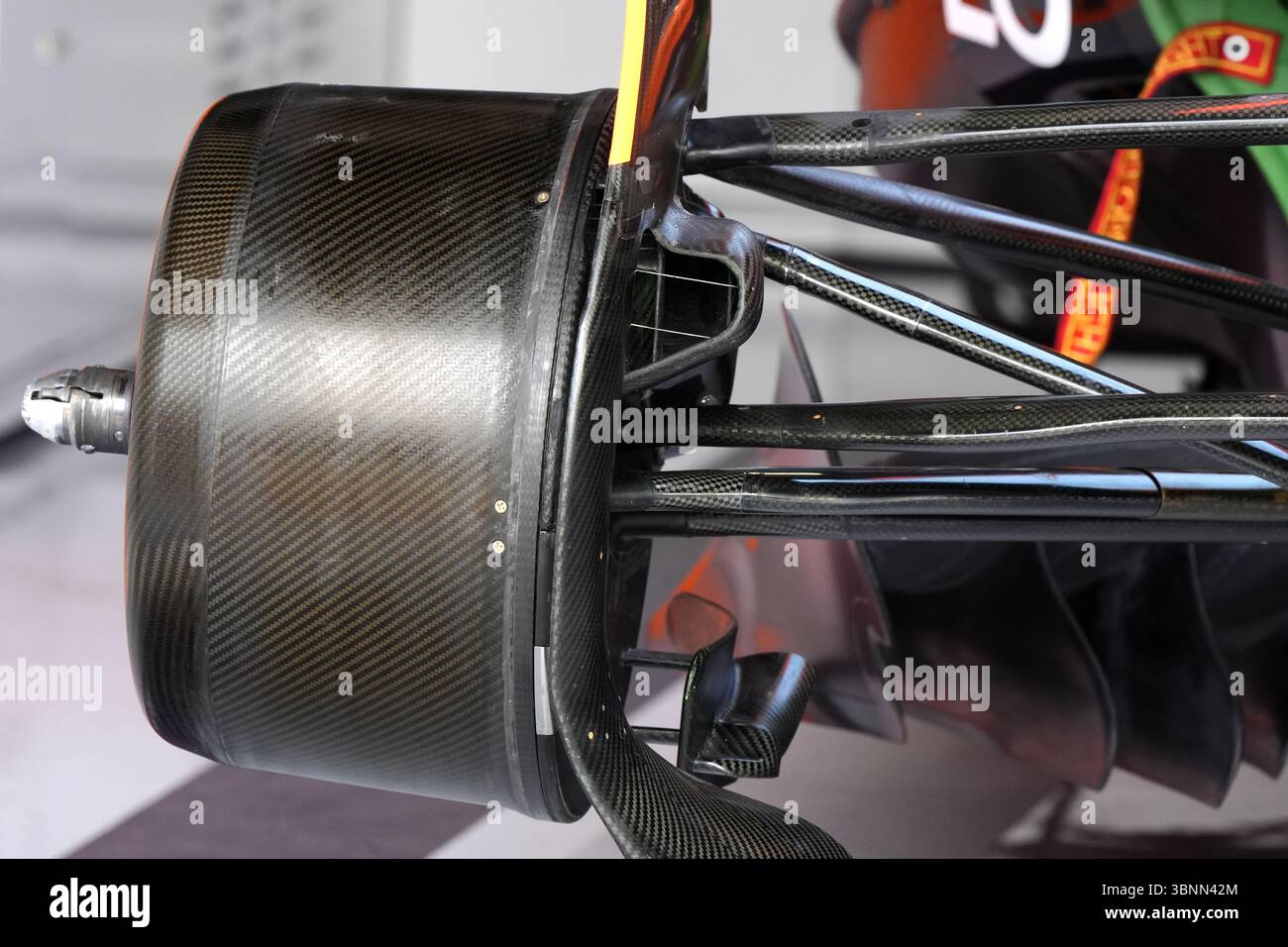 A general view of the brake duct of a McLaren car at Silverstone ...