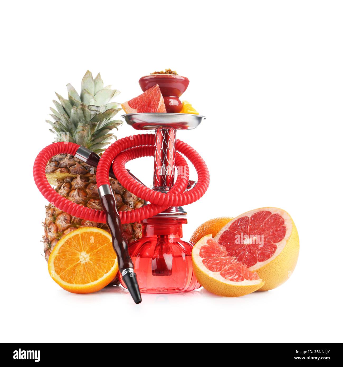 Hookah with different fruits isolated on white Stock Photo - Alamy
