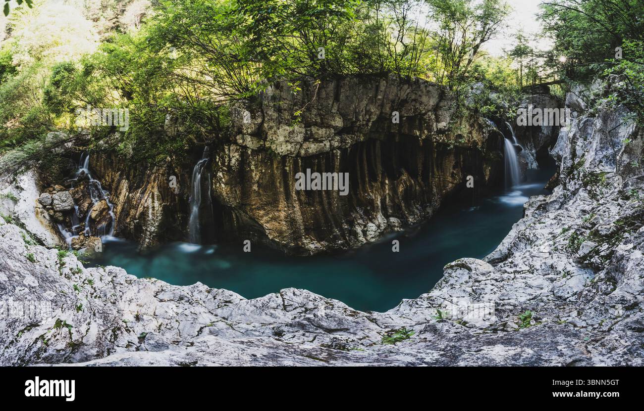 The large Soca troughs (Velika korita Soce), waterfalls and gorges ...