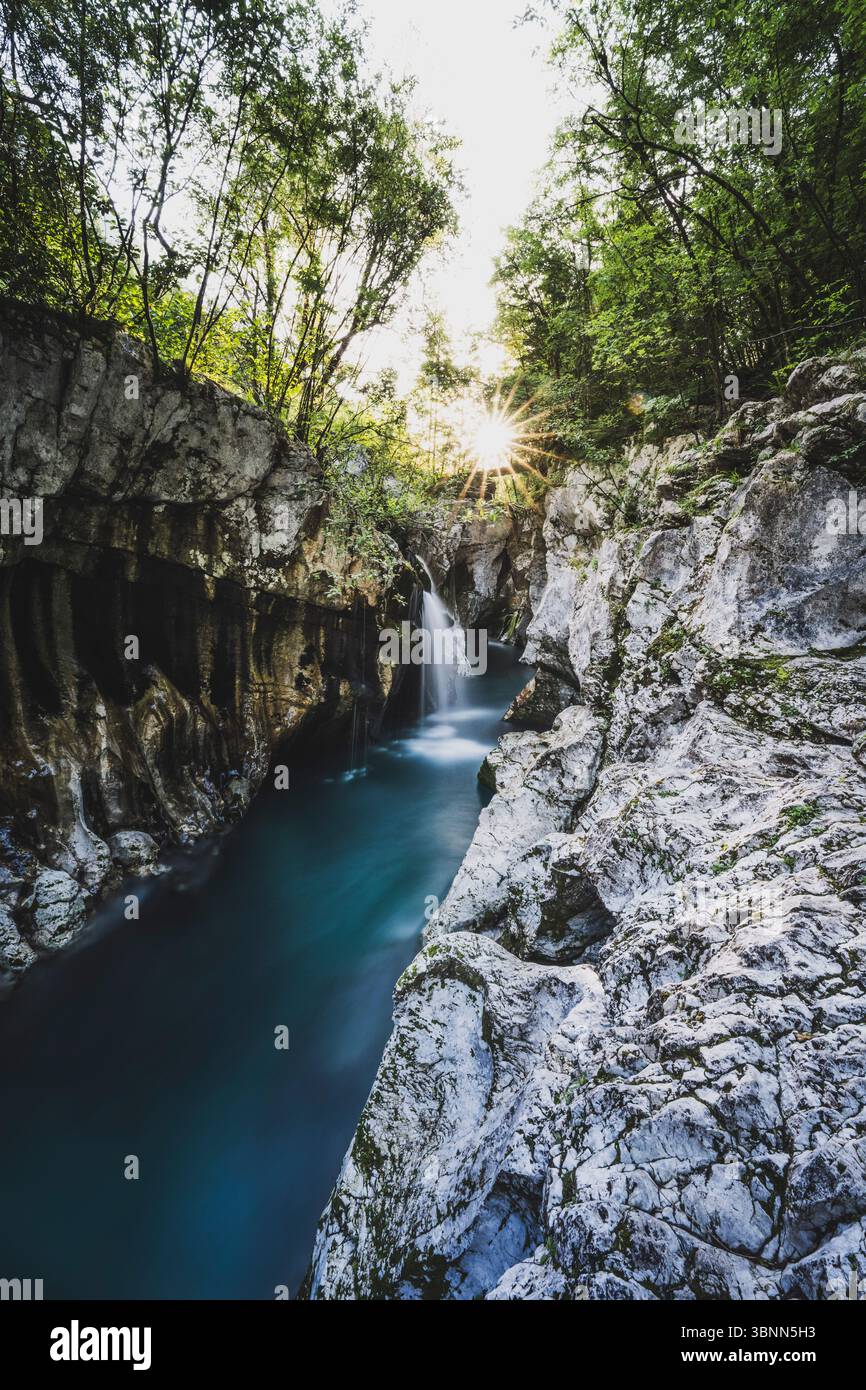 The large Soca troughs (Velika korita Soce), waterfalls and gorges ...