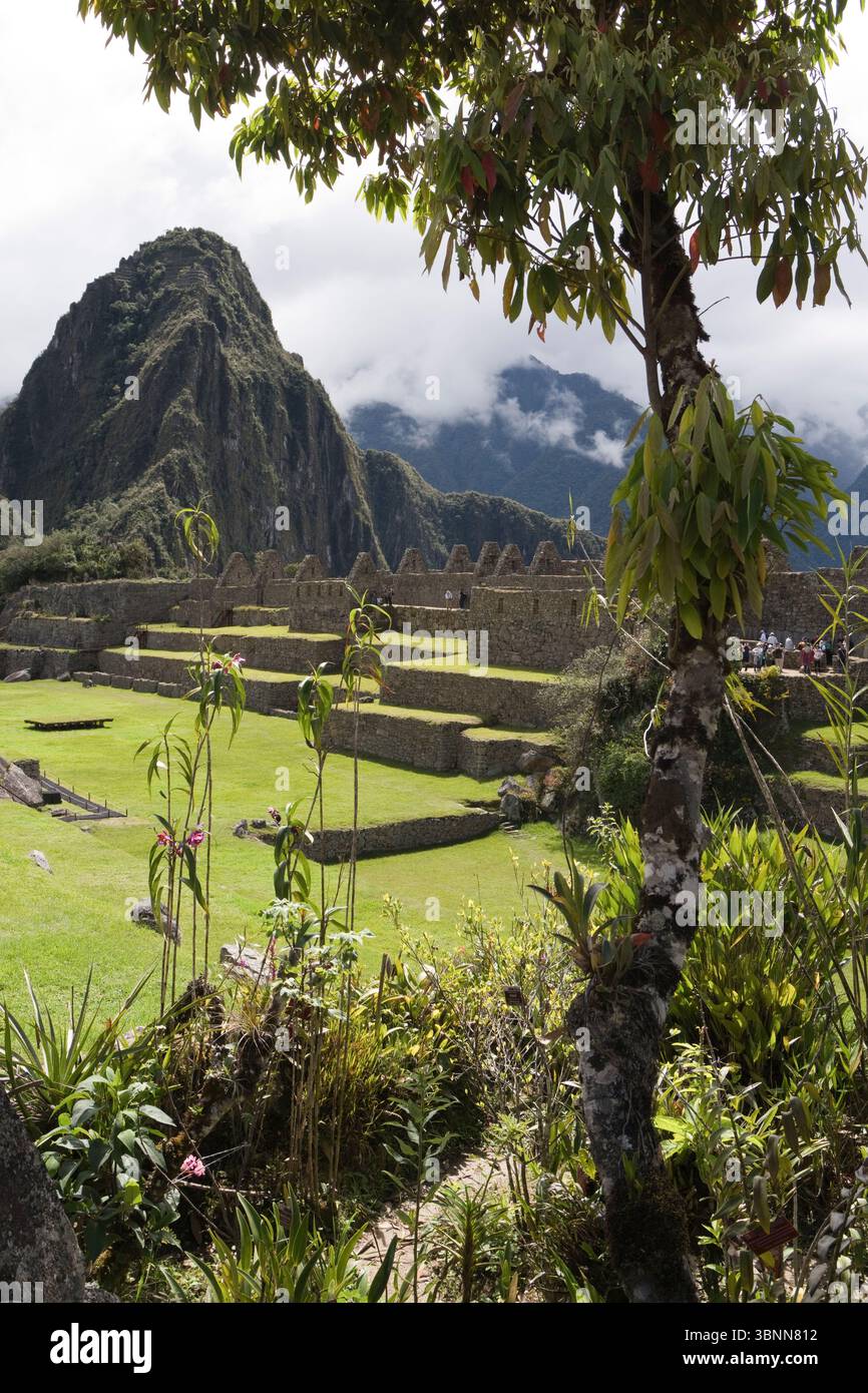 View of the Sacred Plaza area at Machu Picchu, the 15th-century Inca ...