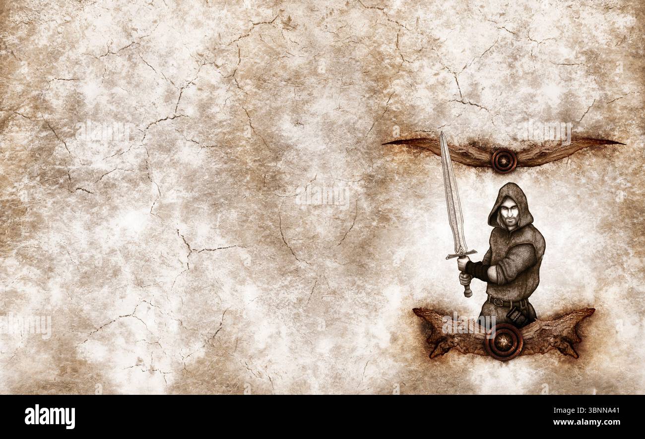 Book covers with four motifs for a fantasy series, warrior with sword ...