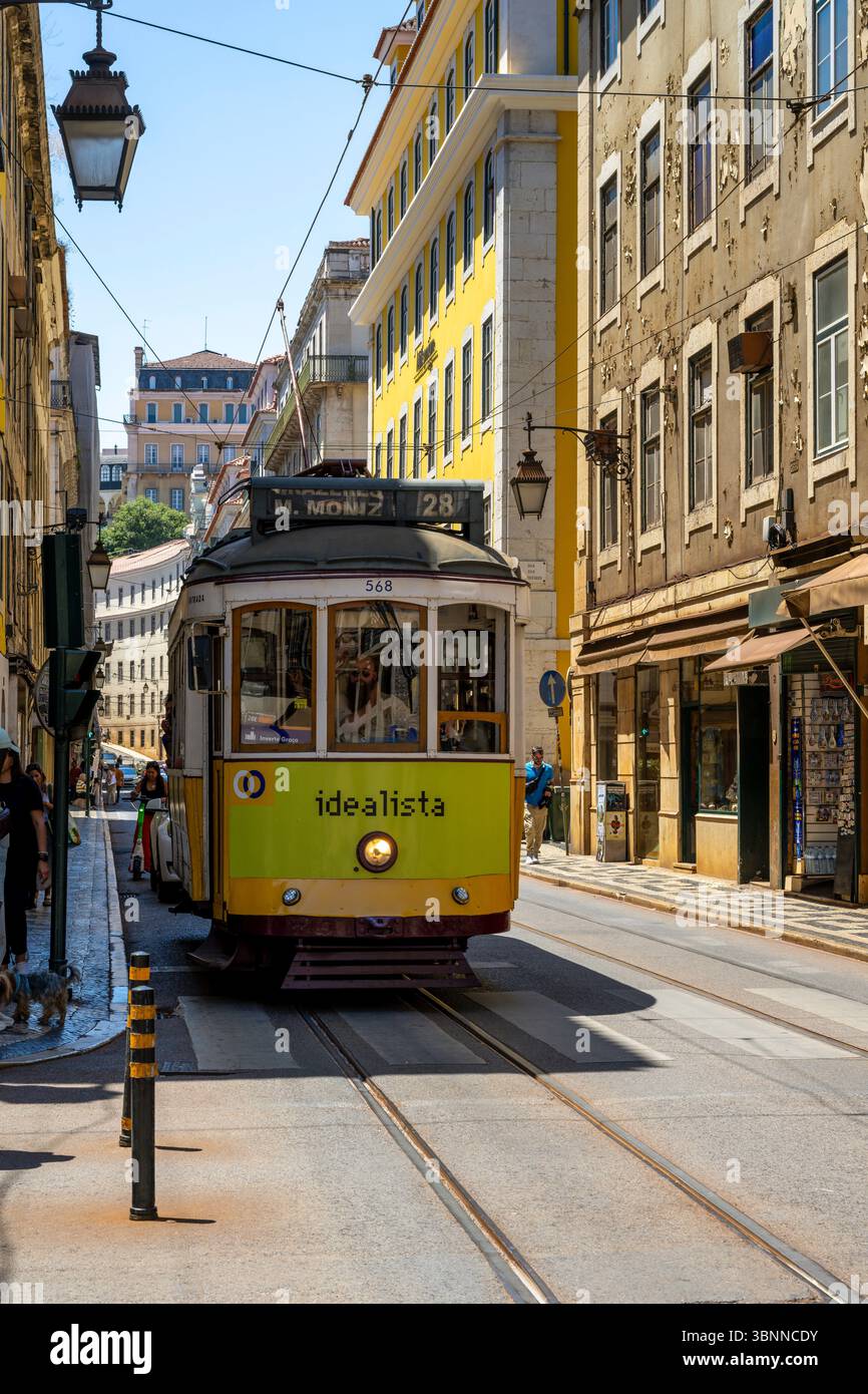Portugal, Lisbon (Lisboa), street scene, summer, famous streetcars ...