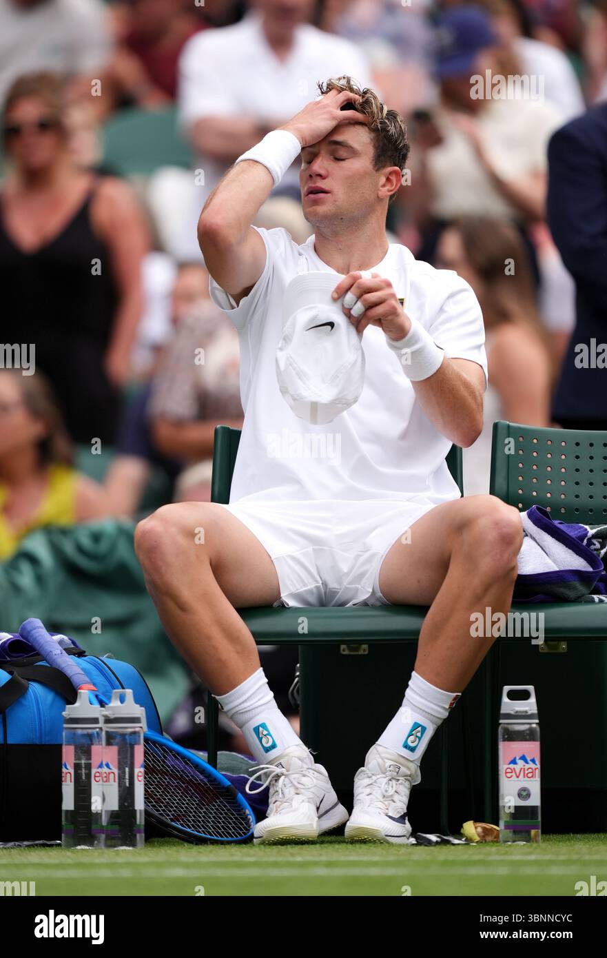 Jack Draper during a break in play after winning the third set against ...