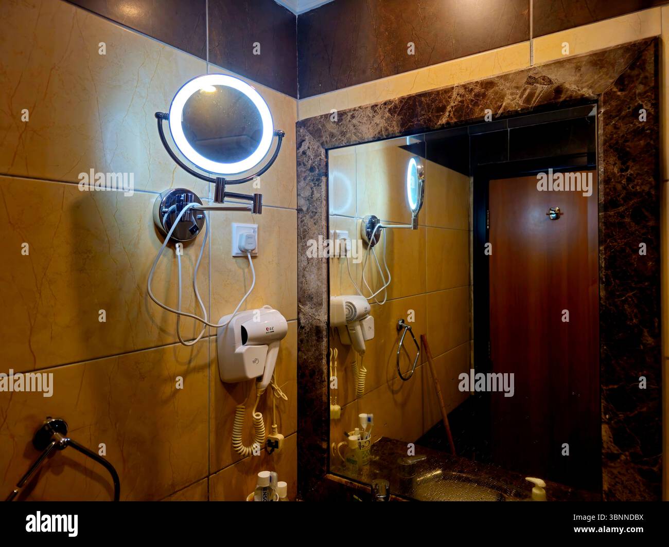 Mecca, Saudi Arabia, June 23 2024: Shaving, makeup concave round mirror ...