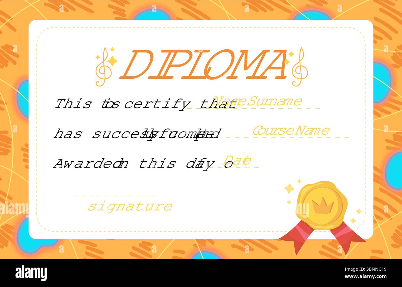 Kids diploma certificate on Stock Vector Images - Alamy