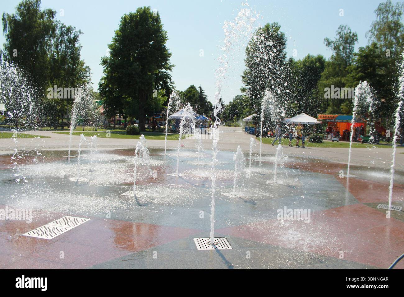 The dry fountain at sunny summer day in the Sumy park Ukraine Stock ...