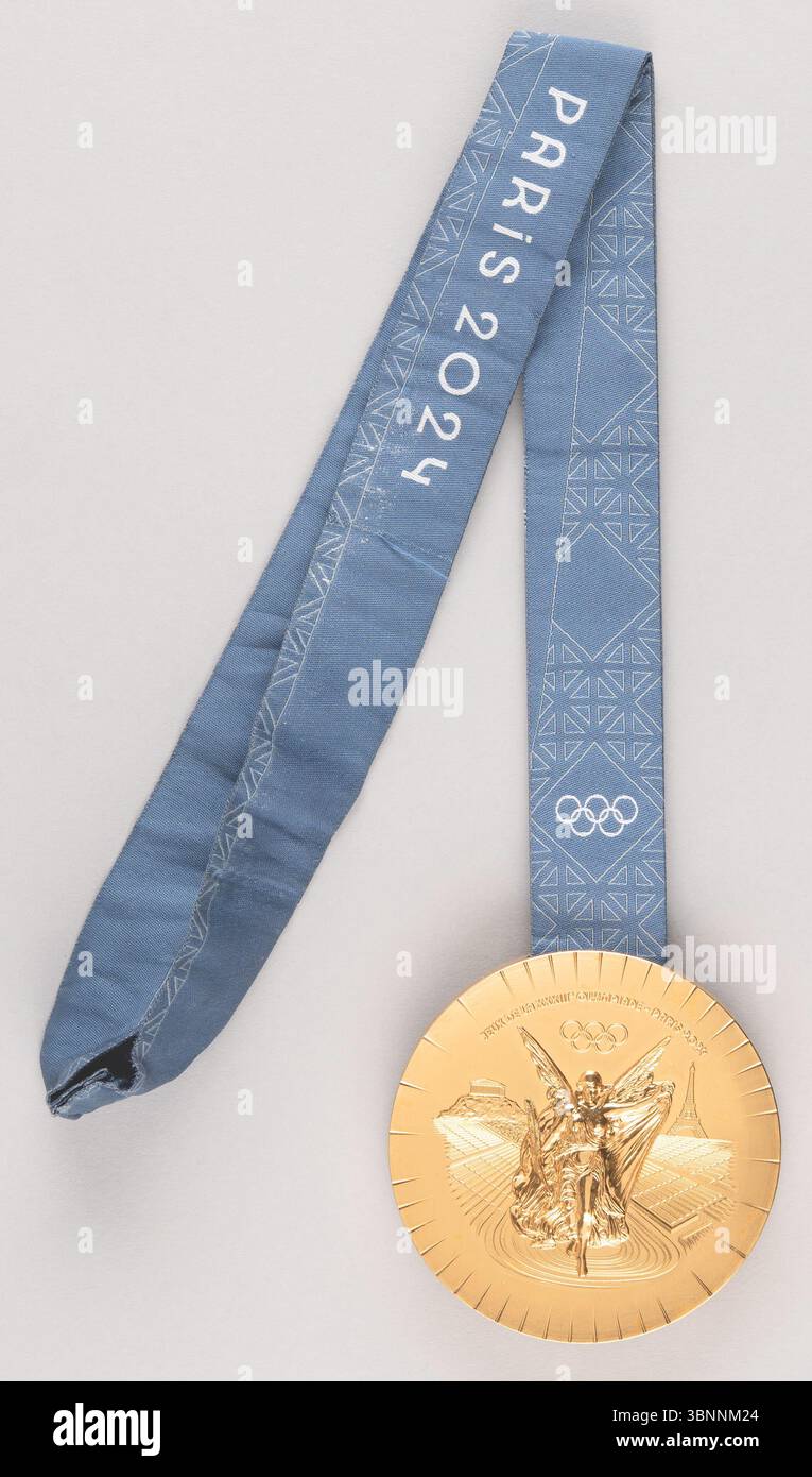 July 2, 2025 - Boston, Massachusetts, USA - A gold medal from the Paris ...